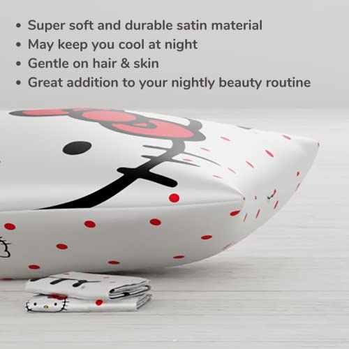 Hello Kitty Beauty Standard Beauty Silky Satin Standard Pillowcase Cover 20x30 for Hair and Skin, (Officially Licensed Product)
