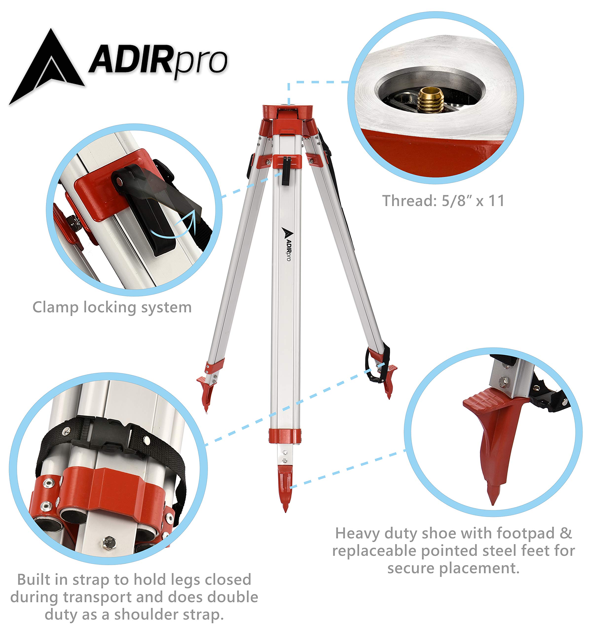 AdirPro 14-Foot Aluminum Grade Rod & AdirPro Aluminum Tripod with Quick Clamp (Orange) Bundle