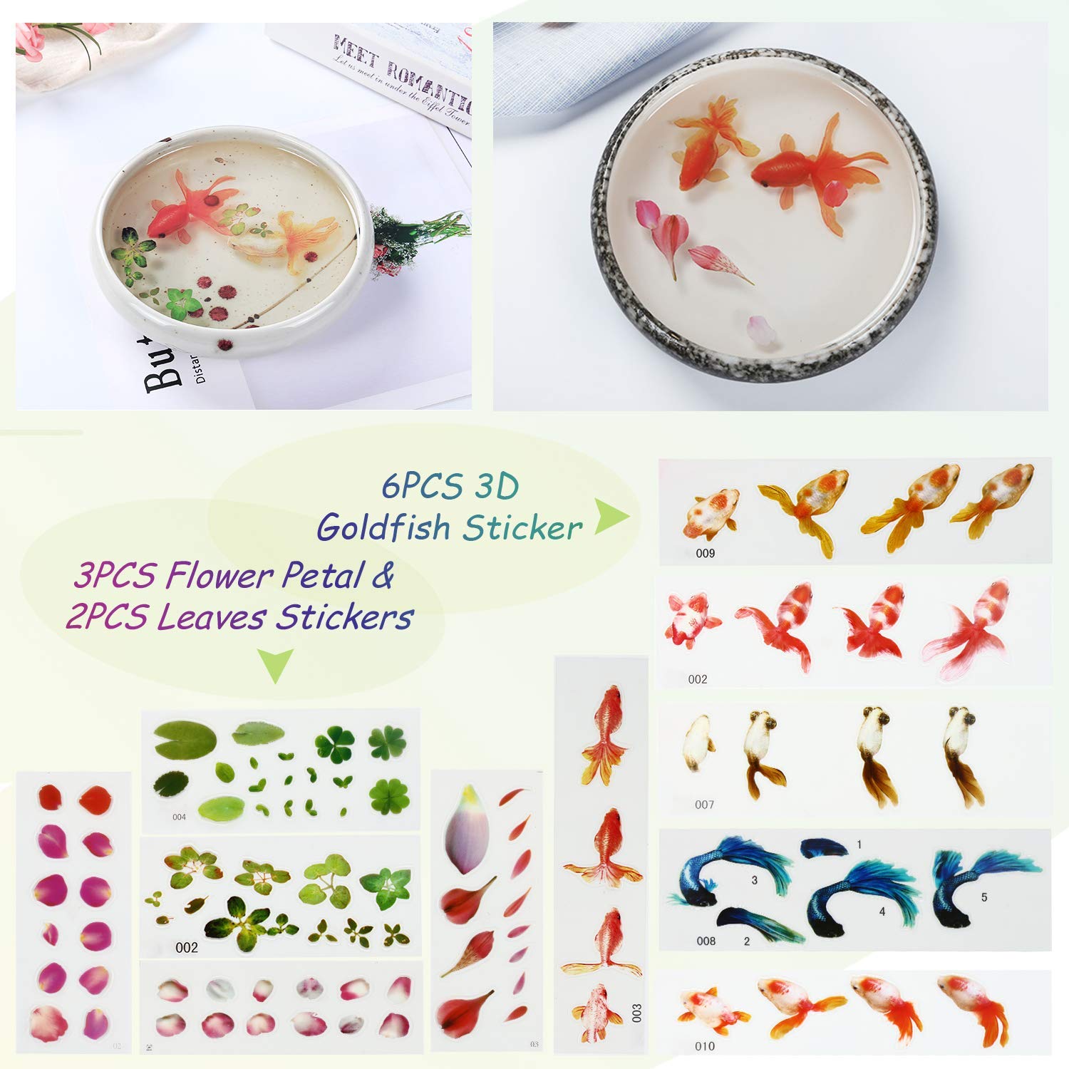 30 Sheets Resin Supplies Kit Transparent Decorate Stickers Silicone Resin Molds