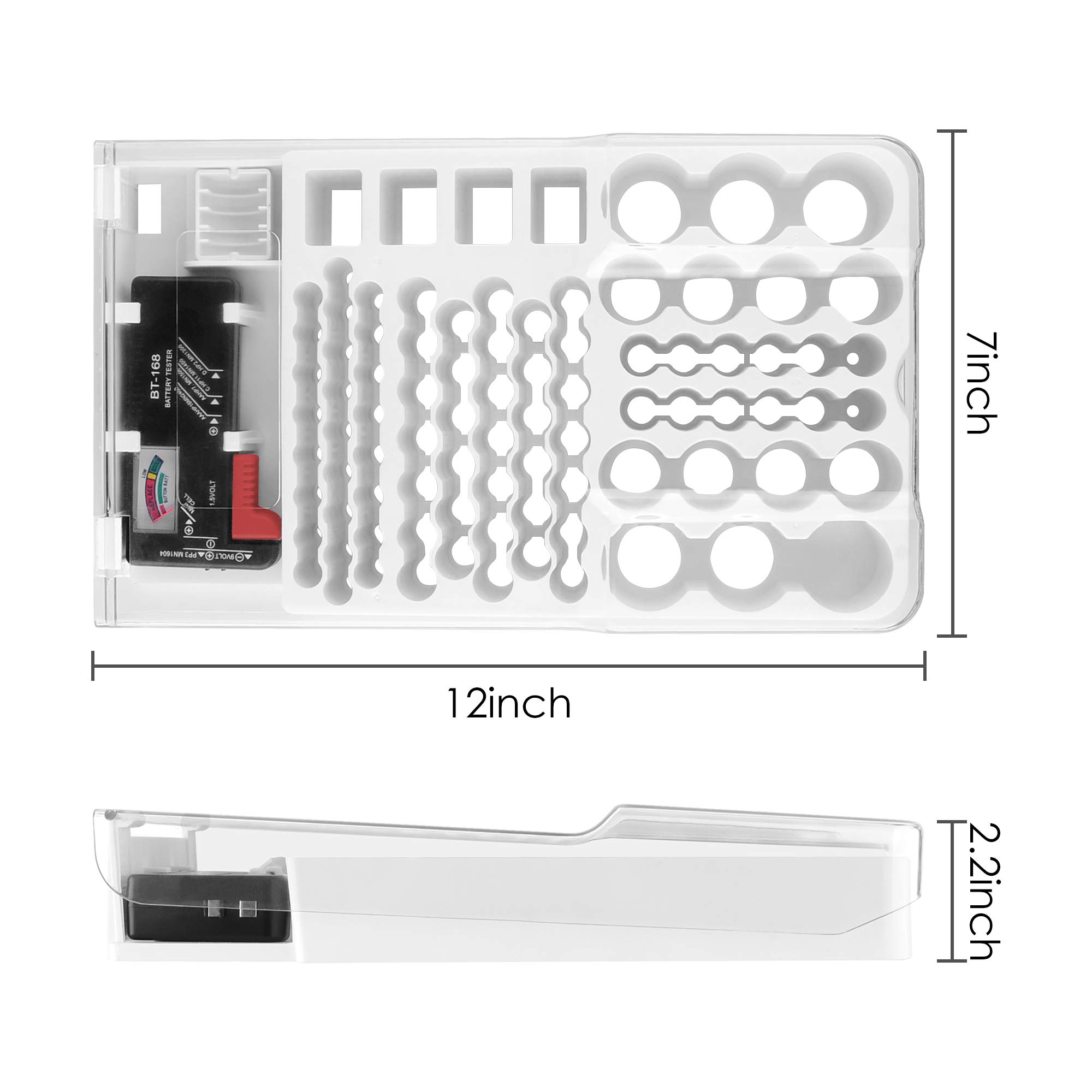 Linkidea Battery Organizer Storage Case, Battery Box with Tester Holds 93 Batteries Various Sizes for AAA, AA, 9V, C, D, and Button Battery