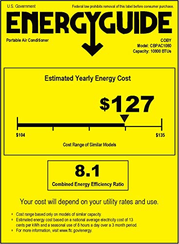 COBY Portable Air Conditioner 3-in-1 AC Unit, Dehumidifier & Fan, Air Conditioner 15,000 BTU Portable AC Unit with Remote Control for Rooms up to 775 Sq. Ft, 24-Hour Timer, & Installation Kit