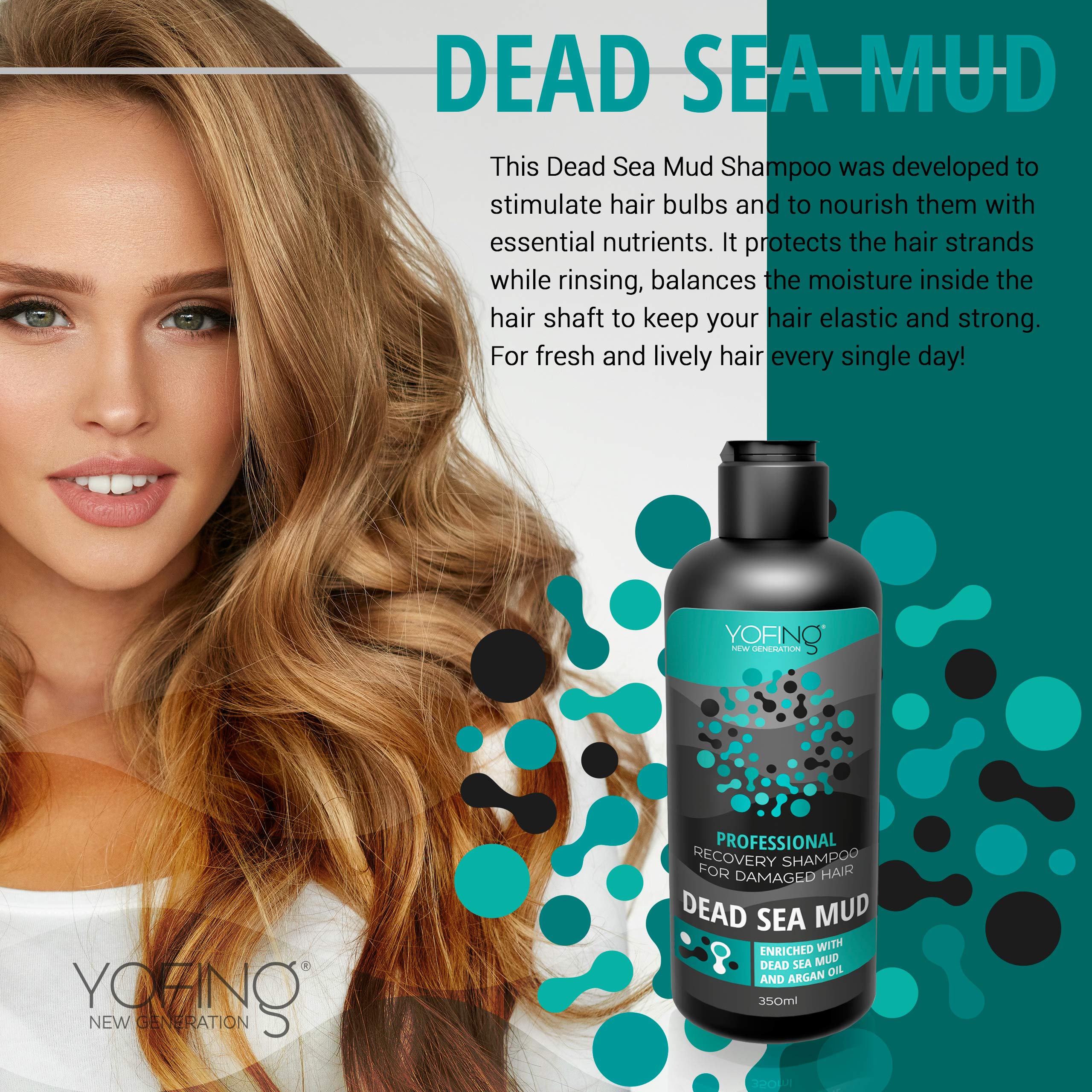 YOFING NEW GENERATION Dead Sea Mud Shampoo - Anti Hair Loss & Anti Dandruff, Promotes Growth & Strengthening Hair
