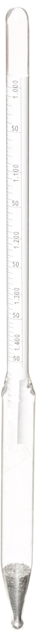 Chase Instruments 31500 Dual Scale Baume Heavy Specific Gravity Hydrometer, 1.000-1.450 Graduation Range, 0 to 45 Range, 0.005mm Interval, 300mm Length