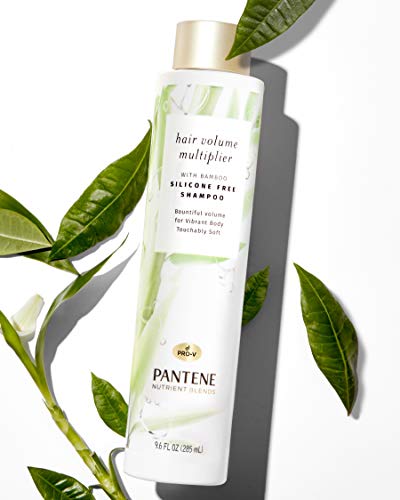 Pantene Nutrient Blends Bamboo Hair Volume Multiplier Silicone Free Shampoo For Fine, Thin Hair, 9.6 Fl oz, 2.583 Fl oz