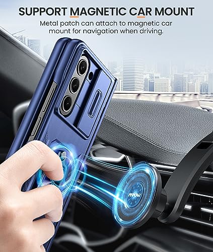 Caka Case Designed for Galaxy Z Fold 5 Case with Screen Protector, 360°Ring Magnetic Kickstand & Camera Cover & Hinge Protector for Samsung Galaxy Z Fold 5 Phone - Navy Blue