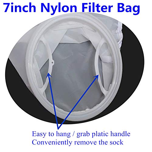 Honritone 2Pack Nylon Monofilament Mesh Filter Socks NMO 400 Micron - 7 Inch Ring by 18 Inch Long β Water Liquid Filter Bags for Aquarium, Industrial, Chemical (400 Micron 7 x 18 Inch Nylon)