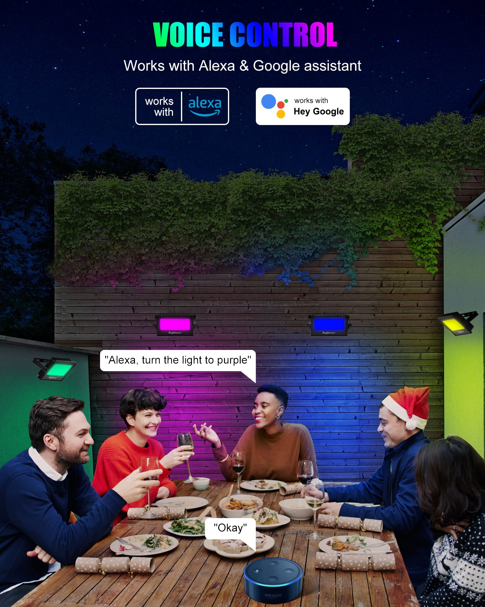 4 Pack RGB Led Flood Lights Outdoor 6000LM Smart Color Changing Landscape Lights with Bluetooth APP Control Timing WiFi, DIY Scenes, IP66 Floodlights for Event Halloween Party Lights