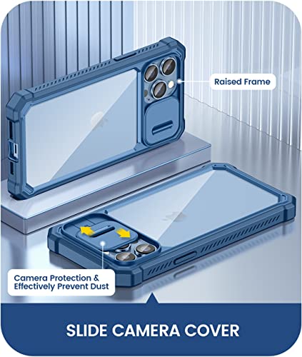Caka for iPhone 13 Pro Max Case, iPhone 12 Pro Max Phone Case with Screen Protector & Slide Camera Cover Heavy Duty Protection Shockproof Phone Case Cover for iPhone 13 Pro Max 12 Pro Max, Blue