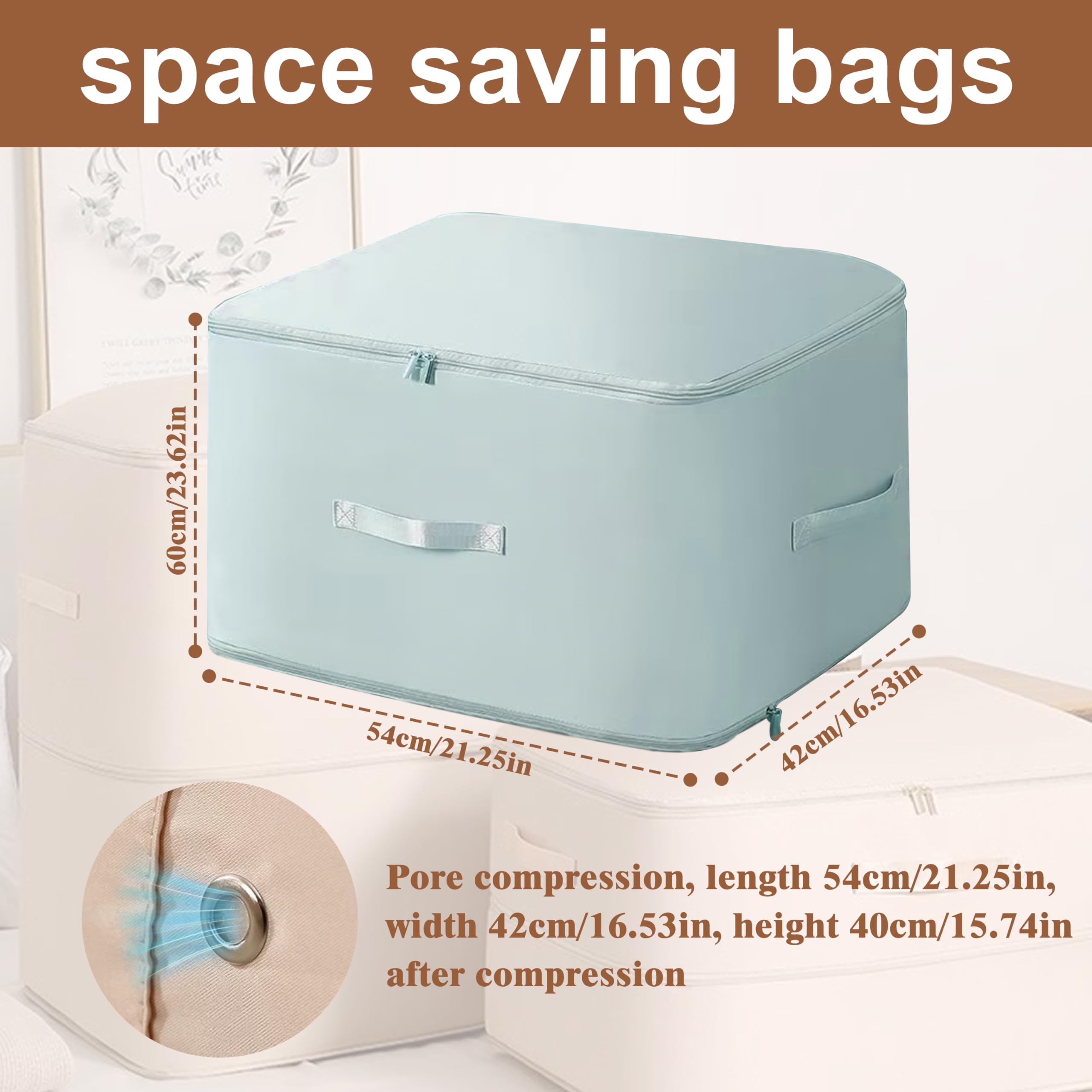 AGSIXZLAN Ultra Space Saving Self Compression Organizer,2024 New Portable Heavy Duty Moving Bags, Storage Tote For Space Saving,For Comforters,Clothes And Blankets,Bedding (Blue,Xl-54 * 42 * 60 Cm)