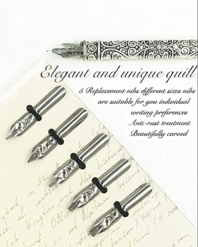 SCHOWE Antique Two-Color Feather Pen Quill Pen Dip Pen With Envelope Writing Paper Calligraphy Pen and Ink Set(pheasant)