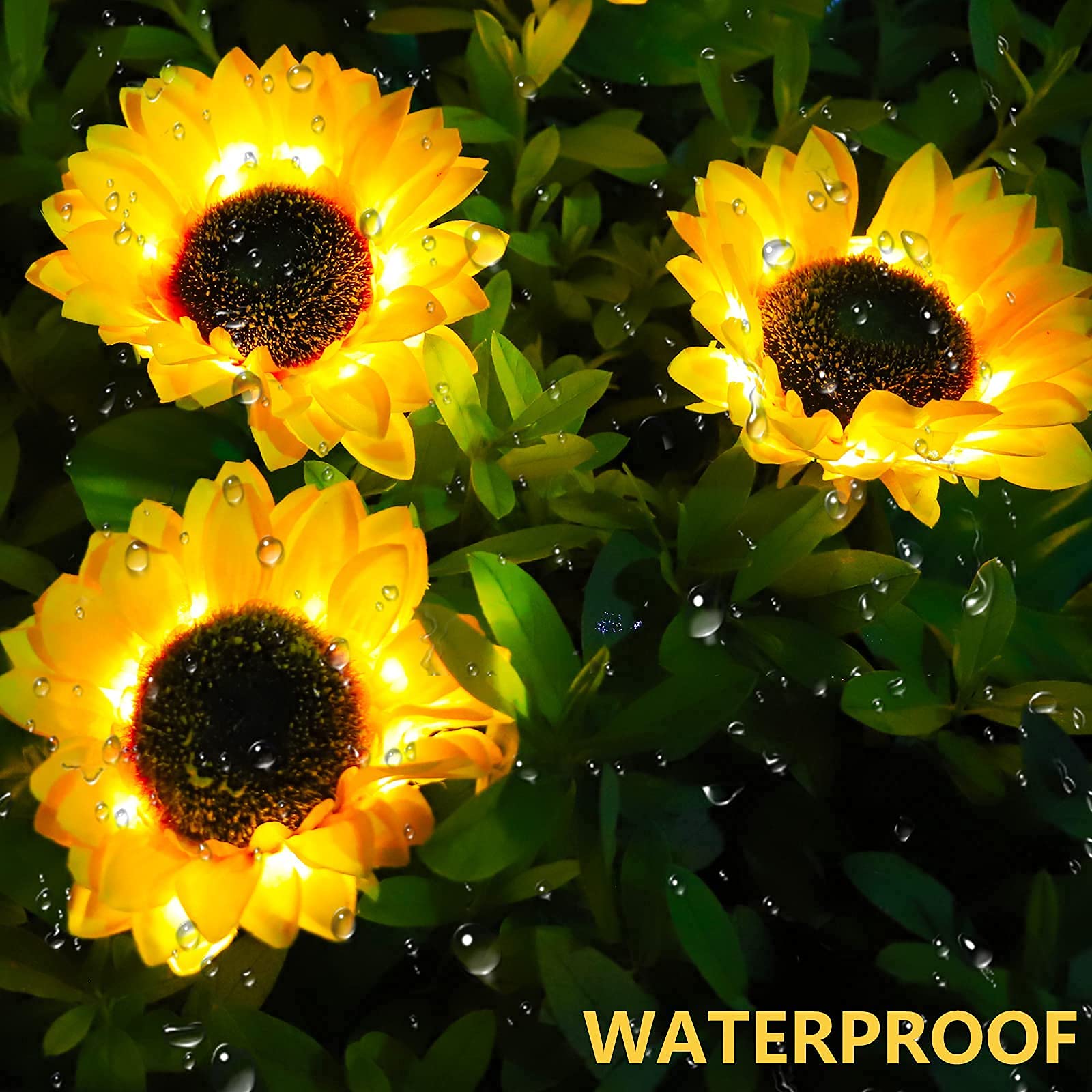 Solar Powered Sunflower Lights Outdoor 2 Pack, Solar Garden Lights Like Real Sunflowers Stake Flower Lamp for Outside, Landscape, Yard, Pathway, Patio, Christmas Decor (2 Sunflowers)