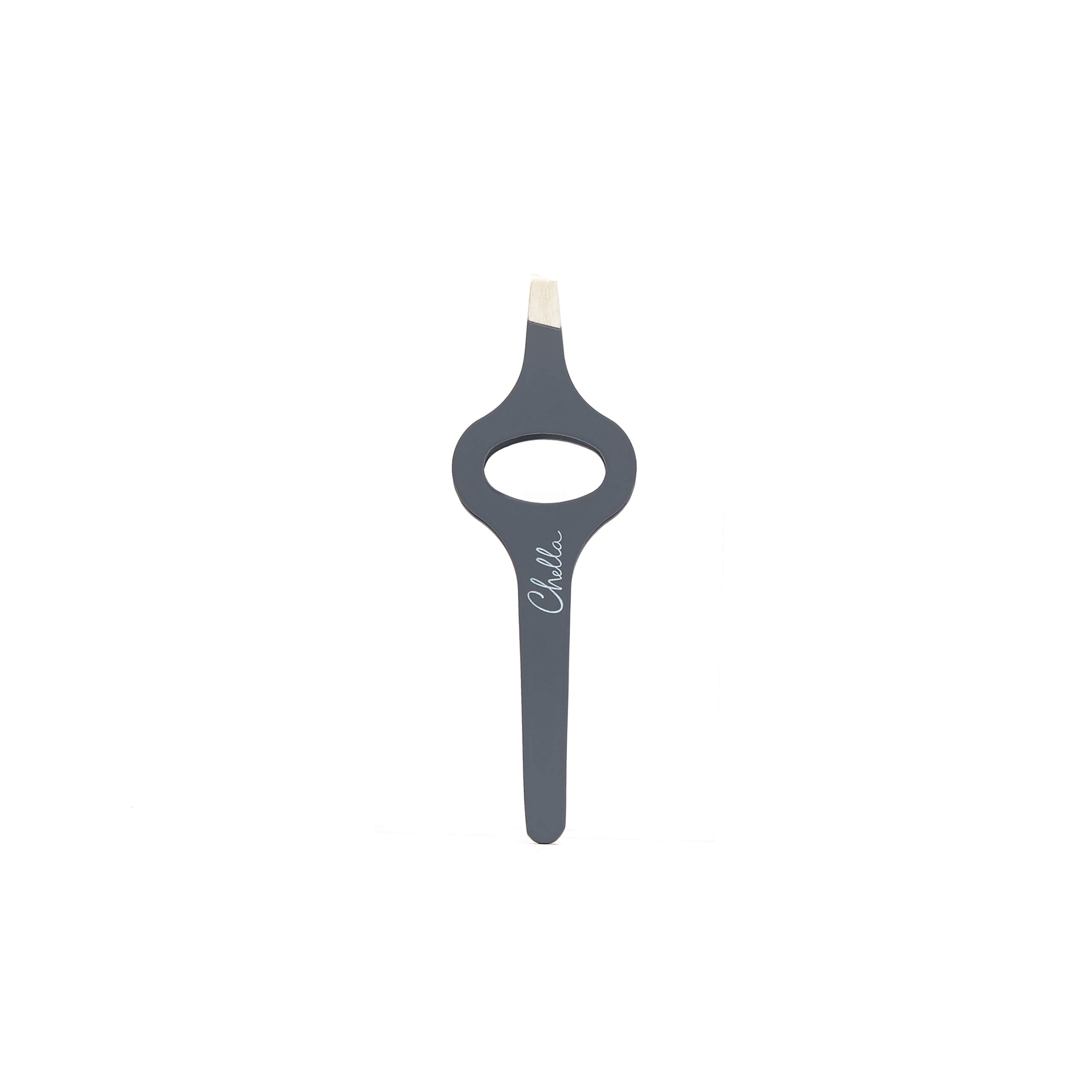 Chella Eyebrow Tweezers, Rubber Coated Stainless Steel Slanted Brow Tweezer
