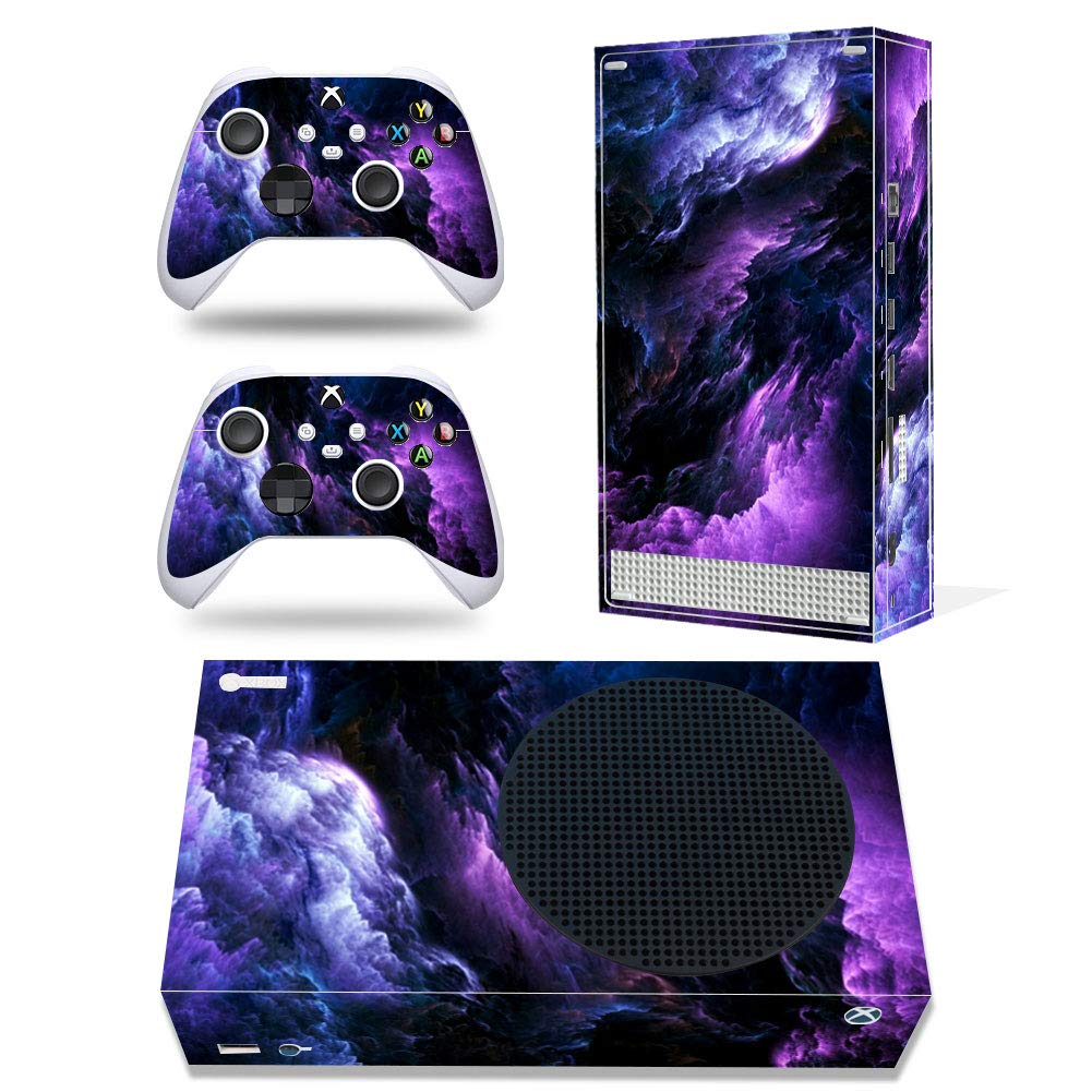 LIZVISION Whole Body Protective Vinyl Skin Decal Cover for Microsoft Xbox Series S Console, Xbox Series S Skins Wrap Sticker with Two Free Wireless Controller Decals - Purple Universe