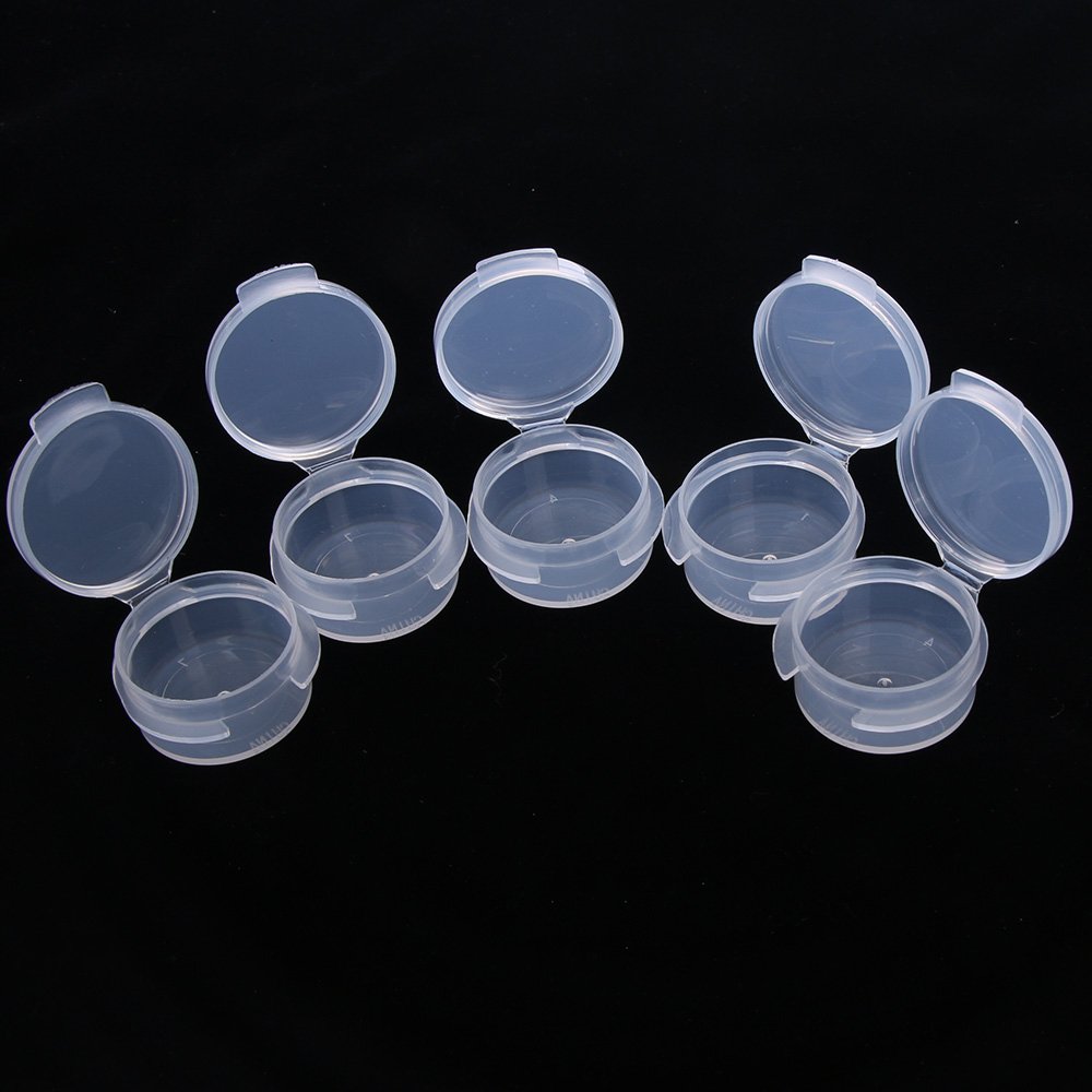 50 Pcs Plastic Cosmetic Jar 5g Empty Clear Case with Snap Lids Portable Mini Storage Box Makeup Jar Sample Bottle Sealing Pot Cosmetic Containers by EORTA for Sampling, Traveling, Mixing