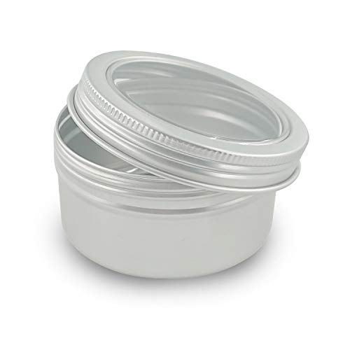 6 Pcs 4 Ounce Aluminum Cans Transparent Top Screw Lid Metal Storage Tins Containers for Storing Spices, Candies, Lip Balm