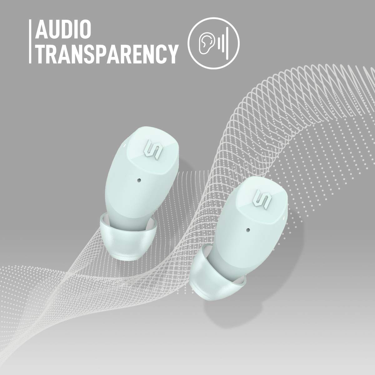 SOUL New S-Nano True Wireless Earbuds - in Ear Headphones, Ultra Portable, Bluetooth, IPX5 Waterproof Transparency Mode - Frost