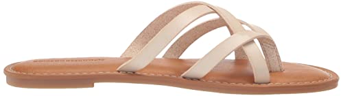 Amazon Essentials Women's Strappy Slide Flat Sandal, Light Beige, 8