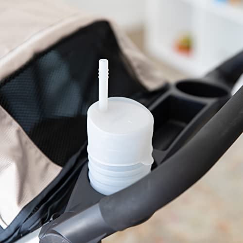 Bumkins Baby and Toddler Cups, Sippy Cup with Straw, Spill Proof, Transition Cup for Babies Ages 1 Year Up, Sip from Lid, Straw or Cup, Platinum Silicone, Holds 7oz