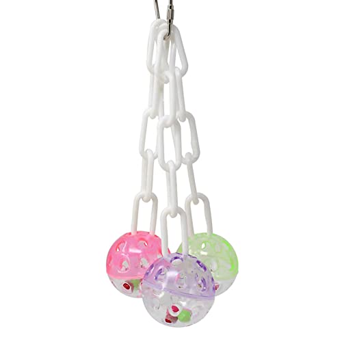 angel3292 Parrot Toy Colorful Bell Ball Plastic Hanging Toy Cute Bird Chew Toy Cage Toy for Cockatiel Parakeet Parrot Chew Toy Bite