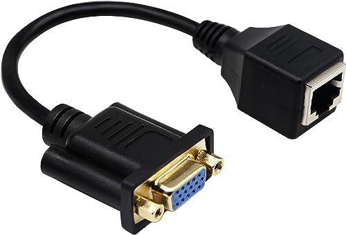zdyCGTime RJ45 to VGA Cable, VGA 15-Pin Port Female&Male to RJ45 Female Cat5/6 Ethernet LAN Console for Multimedia Video(15CM/6Inch) 2Pack