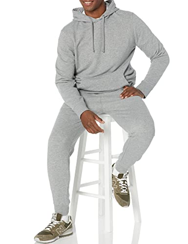 Amazon Essentials Men's Lightweight Long-Sleeve French Terry Hooded Sweatshirt (Available in Big & Tall), Grey Heather, Medium