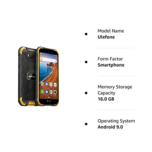 Ulefone Rugged Smartphone Unlocked, Armor X6 (2022) IP68 Waterproof Cell Phone, 5.0 inch, Android 9.0 2GB+16GB, 4000mAh Battery, Global 3G Dual SIM, LED Light, Face ID Compass+GPS Shockproof (Orange)