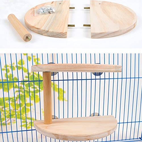 Hamiledyi Squirrel Gerbil Dwarf Wooden Platform, 2-Level of Natural Hamster Standing Platform Chinchilla Cage Accessories, Birds Perch Parrots Activity Playground
