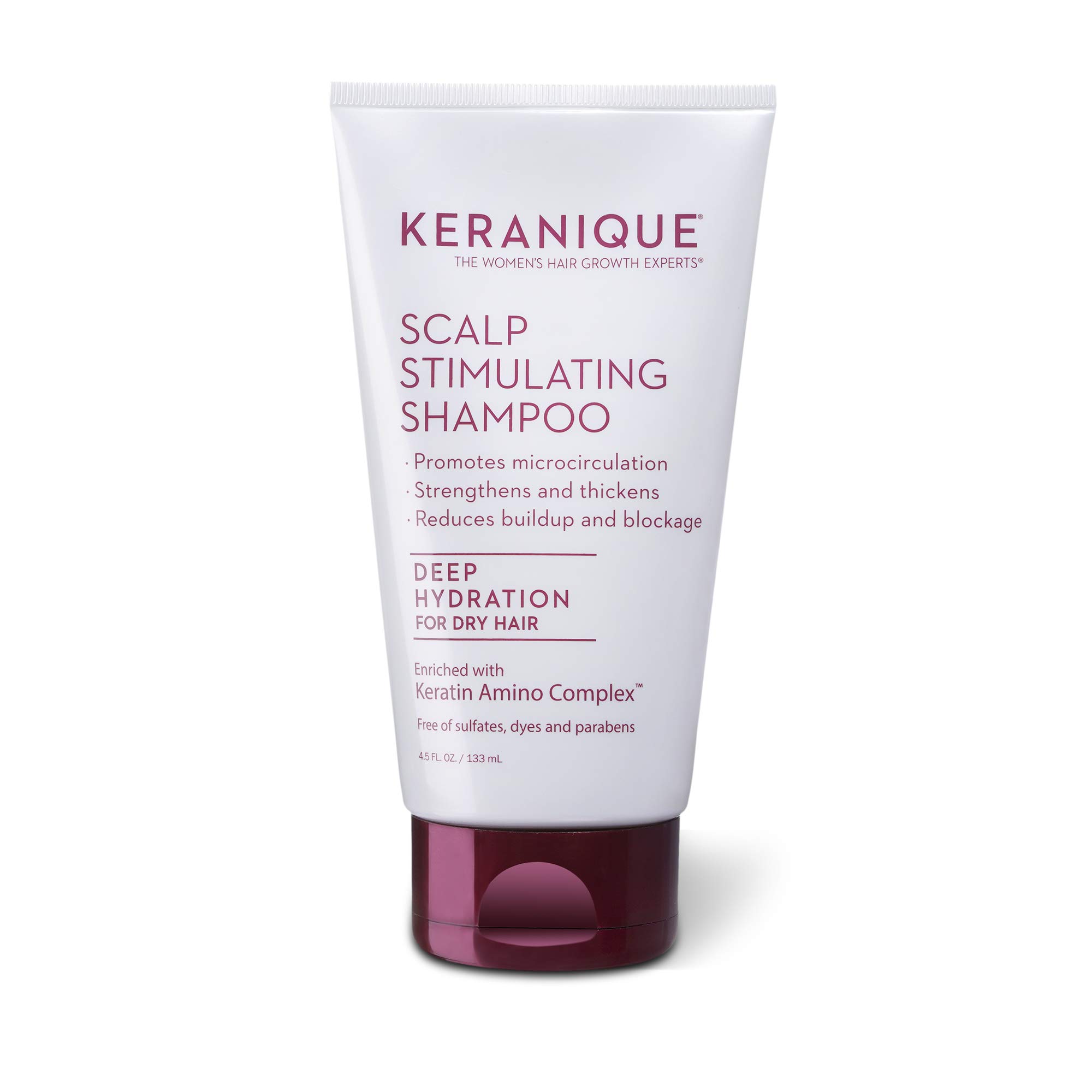 Keranique Keratin Shampoo for Dry Thinning Hair Sulfates/Parabens Free, formulated to stimulate scalp to nourish/rejuvenate hair follicles for healthy Thicker Fuller Hair, 4.5 OZ