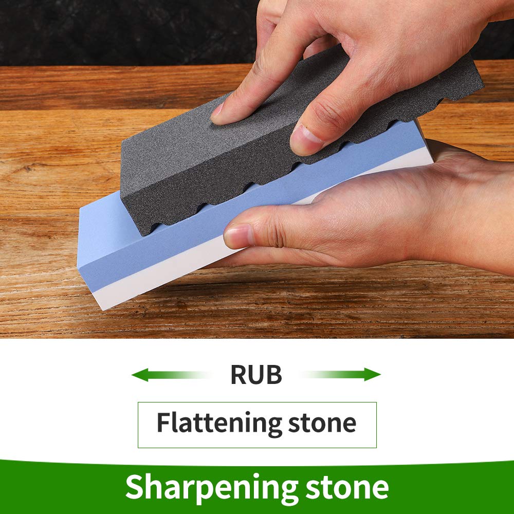 Angerstone Dual Grit Coarse/Fine Flattening Stone Set - Two Sharpening Stones Flattener - Whetstone Fixer with Grooves for Re-Levelling Any Whet stones, Oil Stones, Waterstones