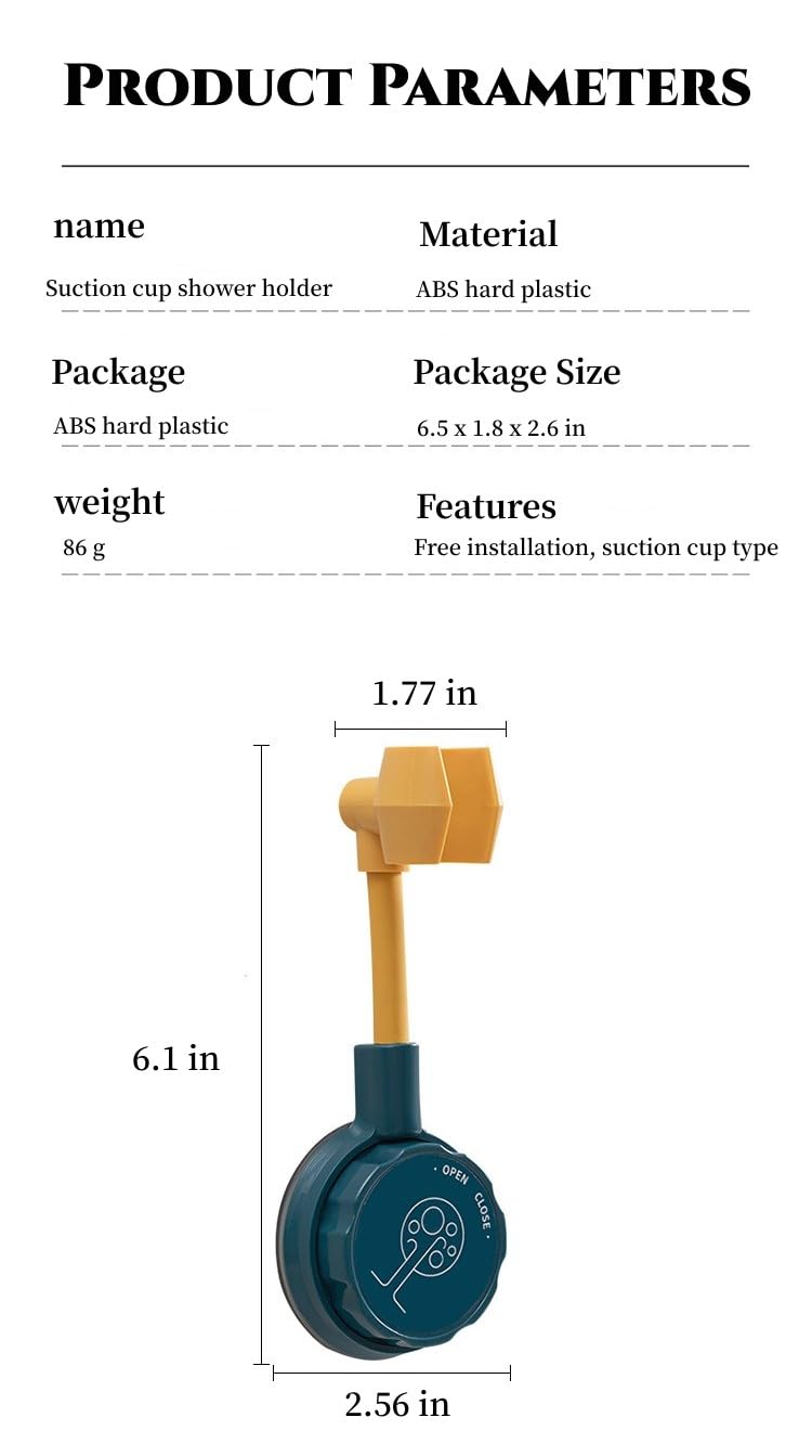 Adjustable Suction Cup Shower Head, Wall Mount Holder for Handheld Wand, Removable Handheld Showerhead