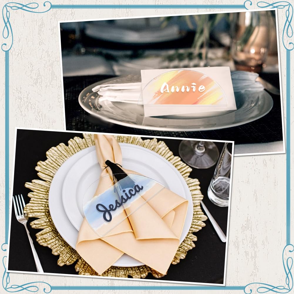 AHANDMAKER 30Pcs Clear Acrylic Place Cards, Hexagon Acrylic Name Card Plate Table Number Card Blank Seating Cards for DIY Guest Name Signs Wedding Table Setting Dinner Party