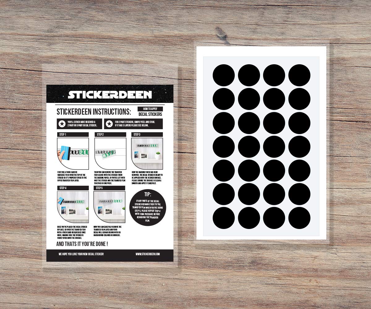 StickerDeen | Polka Dot Circles Round Shape Style Decoration Removable Wall Art Vinyl Decal Stickers | (Pack of 112) (Black)