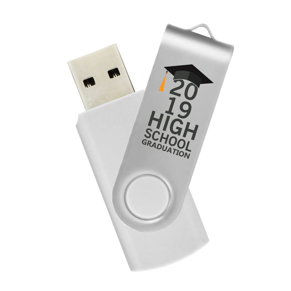 4GB Custom USB Flash Drives Personalized with Your Logo - for Promotional Use - Swivel - White Body/Silver Clip - 20 Pack