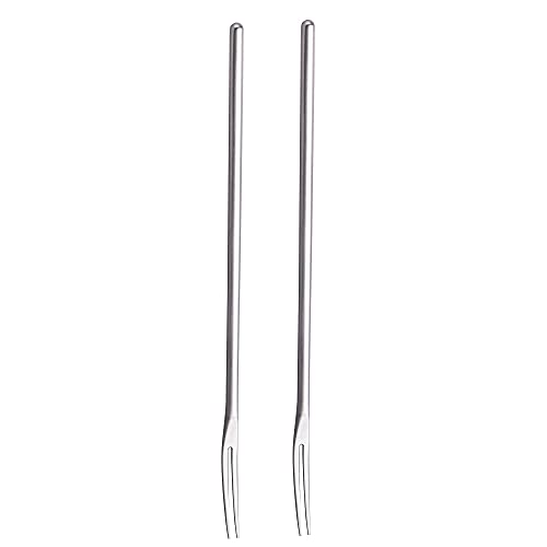 IMEEA Pickle Forks 8.85-Inch Long Handle Olive Fork Picks SUS304 Stainless Steel Pickle Forks for Jar, Set of 2