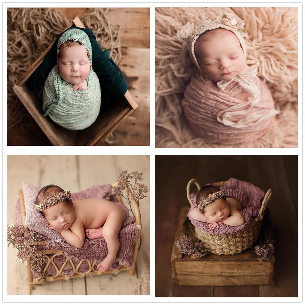 Coberllus Newborn Baby Photo Props Blanket Swaddle Ripple Wrap for Boy Girls Photography Shoot (Green)