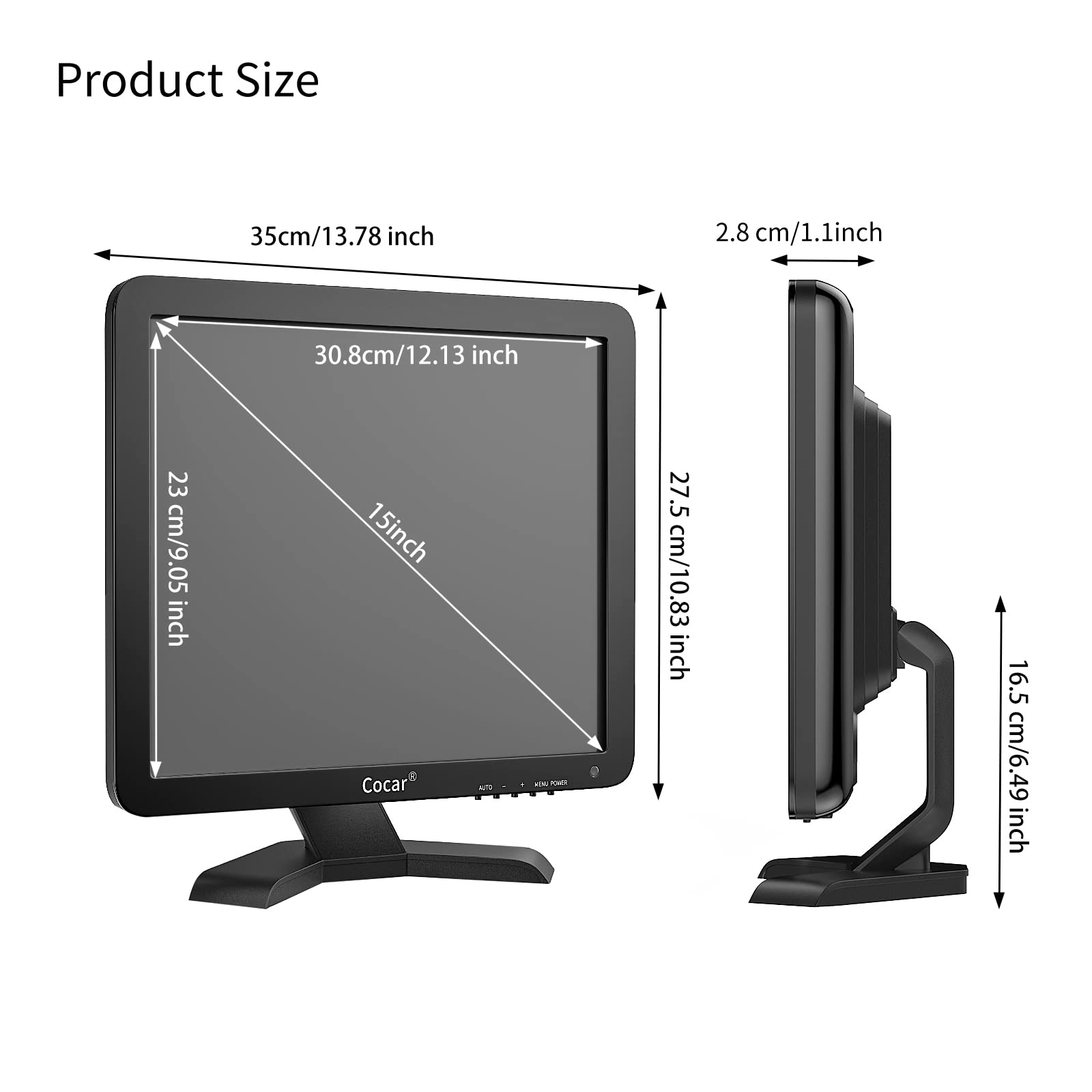 Cocar 15 inch Touchscreen Monitor, LCD Touch Screen Monitor 1024x768 Resolution VGA Input for PC/Office/Retail/Restaurant/Bar/Warehouse/Pos Touchscreen Monitor
