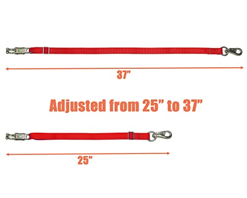 Adjustable Trailer Tie (2 Pack)-Horse Trailer Nylon Strap Tie,Adjusted from 25 to 37” (Red)