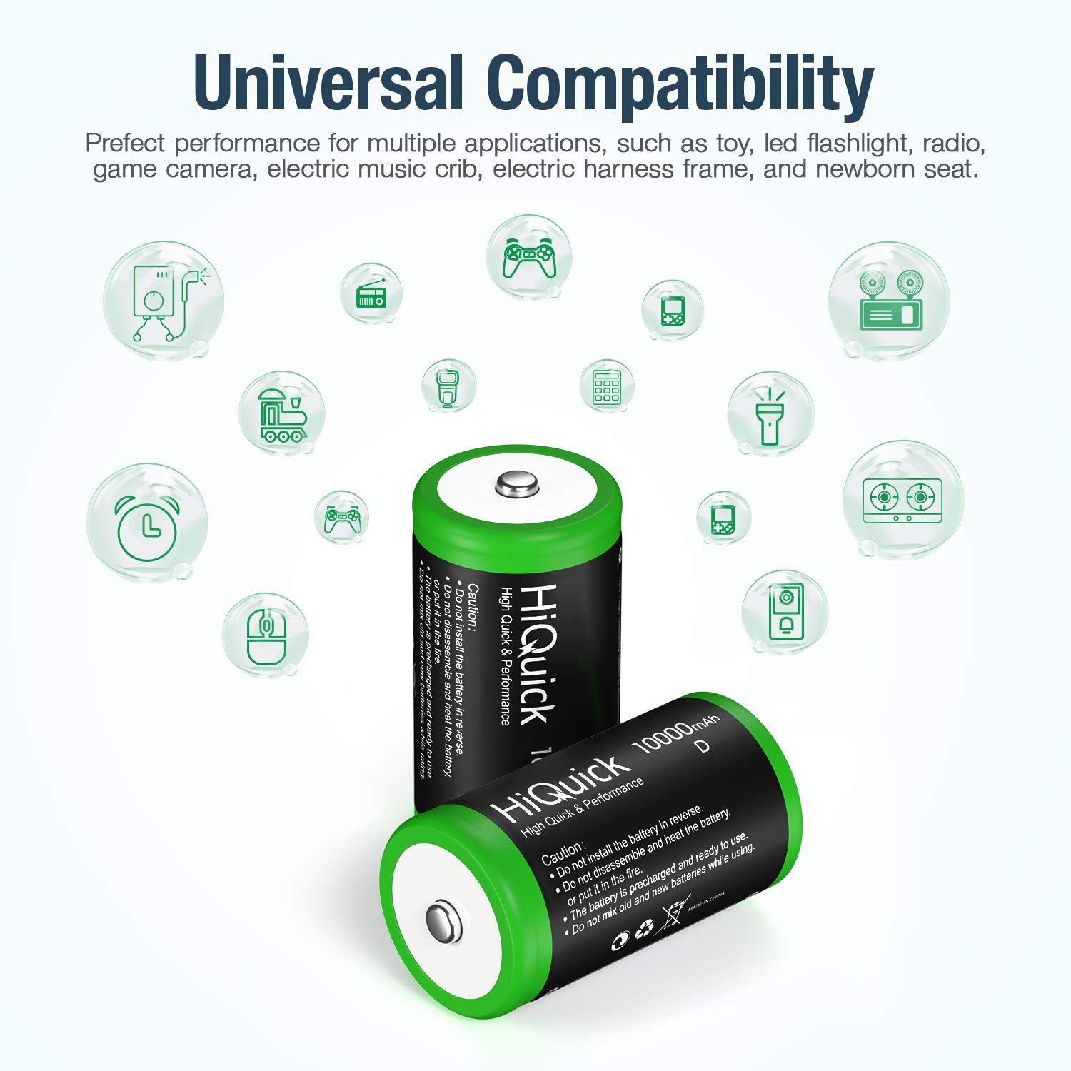HiQuick D Rechargeable Batteries, 10000mAh 1.2V NiMH Per-Charged D Cell Long Lasting D Size Batteries with Store Boxes(4 Pack)