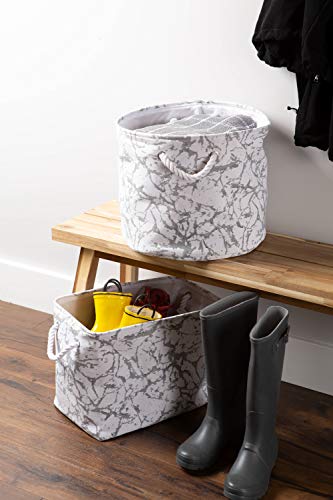 DII Polyester Storage Bin, Marble, White, Medium