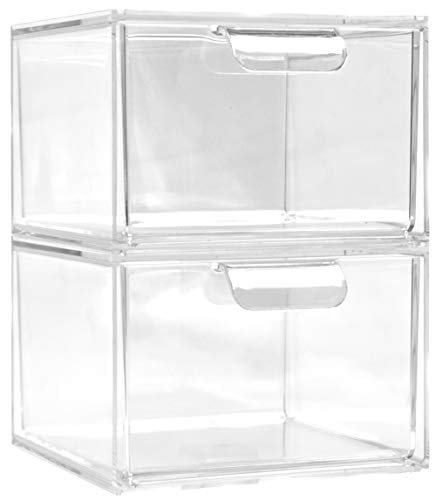 ImpiriLux Stackable Kitchen and Bathroom Drawer Organizer | Set of Two Drawers with Dividers