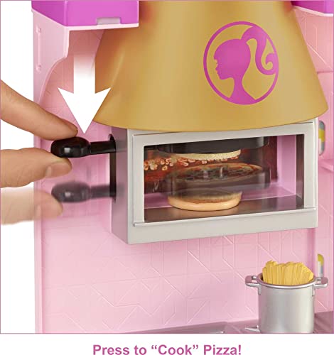 Barbie Cook ‘n Grill Restaurant Playset with 30+ Pieces & 6 Play Areas Including Kitchen, Pizza Oven, Grill & Dining Booth, Gift for 3 to 7 Year Olds