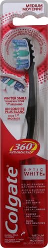 Colgate 360 Optic White Toothbrush, Medium, 1 Count
