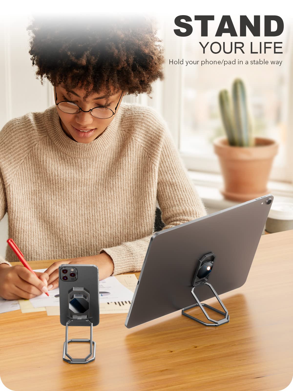 A-LuGei【Foldable & Adjustable】 Cell Phone Ring Holder Finger Kickstand,【Thick Case & Big Phone Friendly】 Cell Phone Holder for Hand, 【Magnetic】 Ring Holder for Cell Phone Grip, iPhone Ring Holder Grip