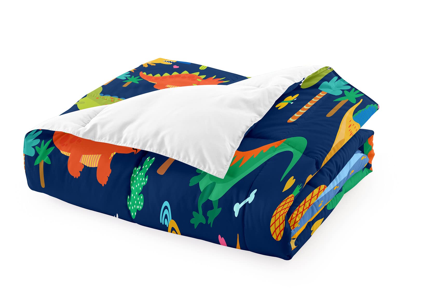 Cartoon Dinosaur Comforter Set for Kids Dark Blue Dinosaur Twin Comforter Set for Boys Dinosaur Kids Bedding Set Soft Breathable Twin Dinosaur Quilt with 1 Pillowcase for All-Season, Twin Size