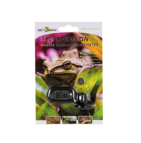 REPTI ZOO Reptile Terrarium Thermometer Hygrometer Digital Display 360 Degree Rotation with Suction Cup, 3-Sides Mounting