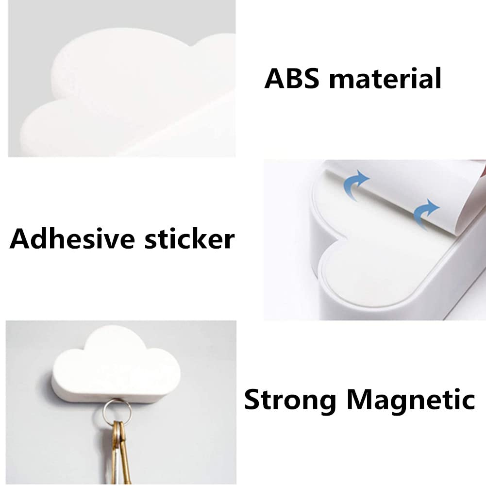 UQUABESO White Cloud Magnetic Wall Key Holder, Powerful Magnets Keep Keychains Hooks with Adhesive for Door Entryway, Easy to Install and Convenient to Use