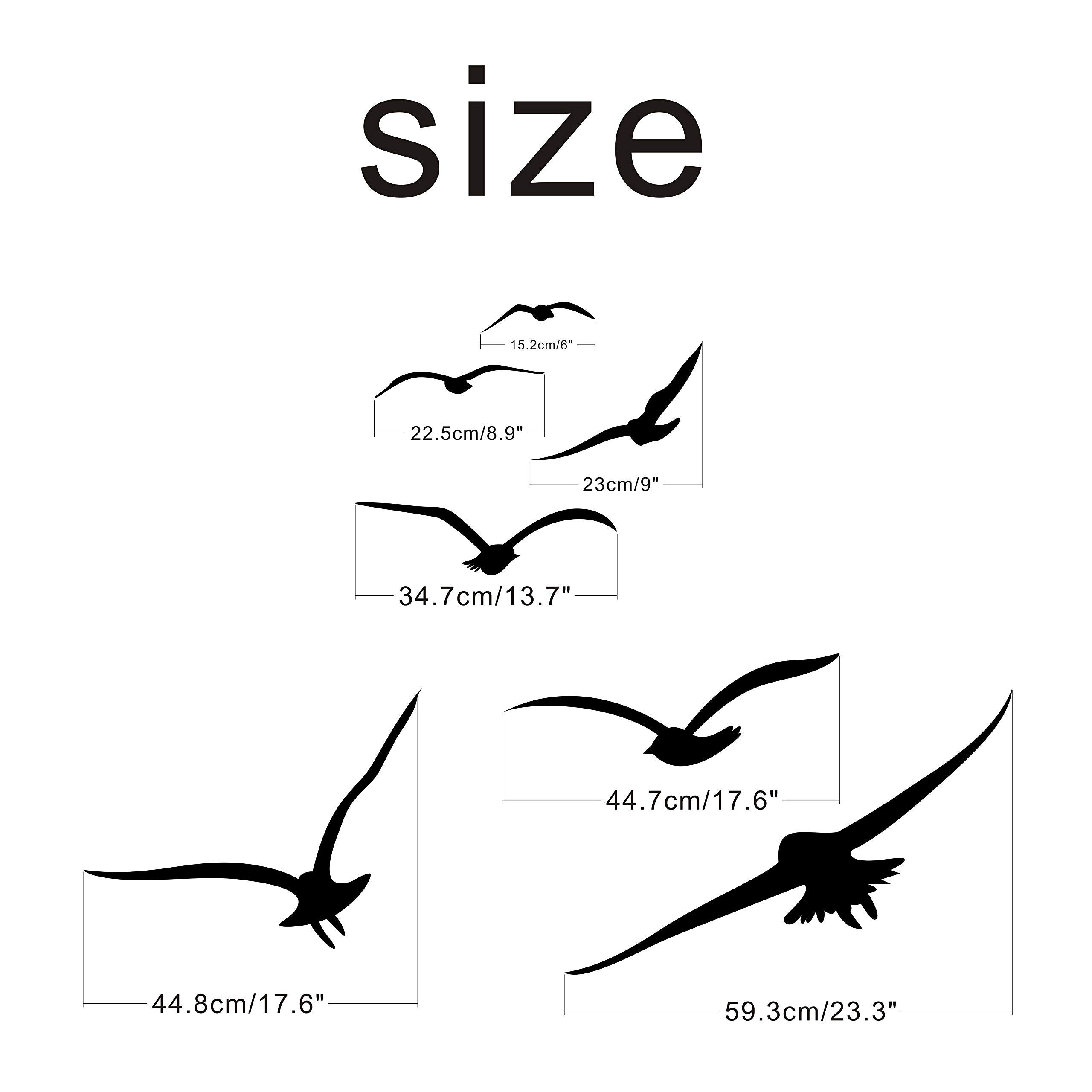 Flying Birds Wall Decals, Birds Vinyl Decals, Dorm Decals, Nursery Wall Decals, Office Decor, Modern Wall Decals for Kids Room Bedroom Living Room, Home Decor Wall Stickers Y20 (Black)