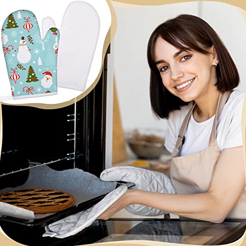 4 Pcs Blank Sublimation Oven Mitts Heat Resistant Kitchen Gloves Cotton for DIY Kitchen Dining Room Accessories