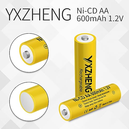YXZHENG Batteries AA NiCd 600mAh 1.2V Rechargeable for Solar Garden Lights (16pcs AA)