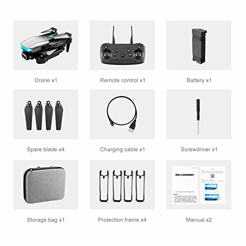 Bzdzmqm Drone with Dual 4K Camera, 2023 Foldable HD Drone for Kids & Adults, RC Quadcopter Helicopter, 3-Sided Infrared Avoidance, WiFi FPV, Altitude Hold, Headless Mode, LED Night Wide